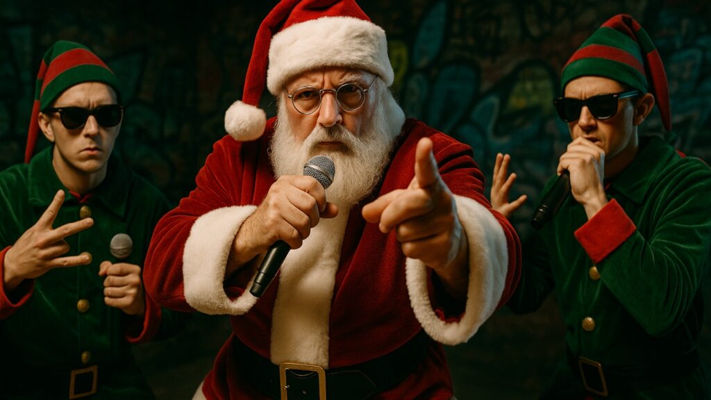 📸 Free Muscular Santa Flexing His Arms Stock Image for Download